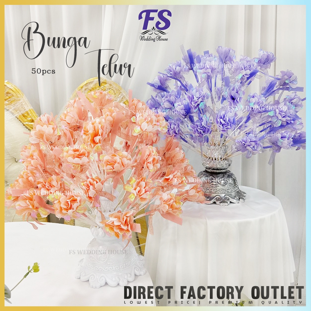 50pcs Bunga Telur/Bunga Telur Murah/Doorgift Murah/Wedding Decor/Bunga ...