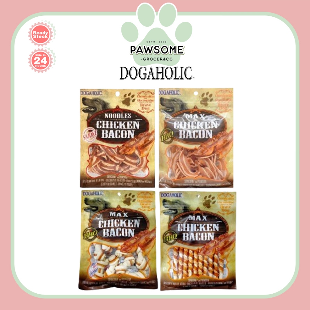 DOGAHOLIC Max Chicken Bacon Smoke/BBQ/BBQ Sticks/Bacon Wrap Milk Bones Flavors 120g | Shopee ...