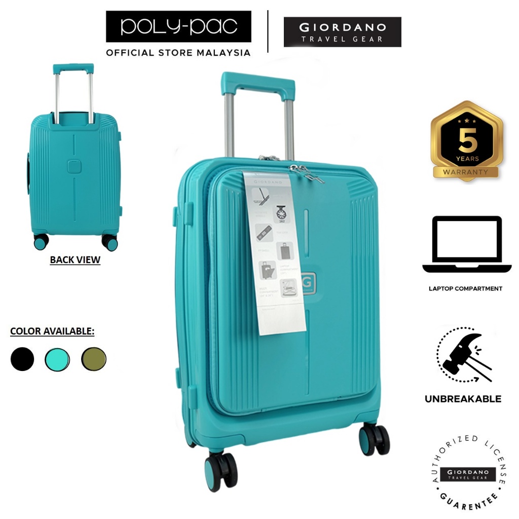 Giordano By Poly Pac 20" Unbreakable PP Anti-Theft Travel Trolley ...