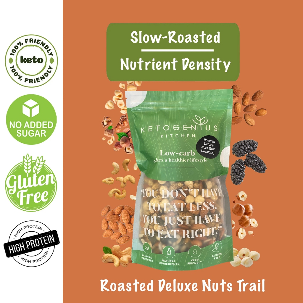 Ketogenius Kitchen Roasted Unsalted Deluxe Nuts Trail (110g/250g/500g) | Shopee Malaysia