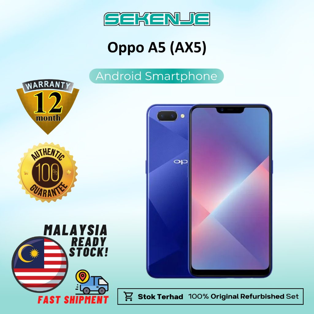 Oppo A5 (AX5) 64GB + 4GB 100% Original Secondhand Used Smartphone, 1 YEAR WARRANTY | Shopee Malaysia
