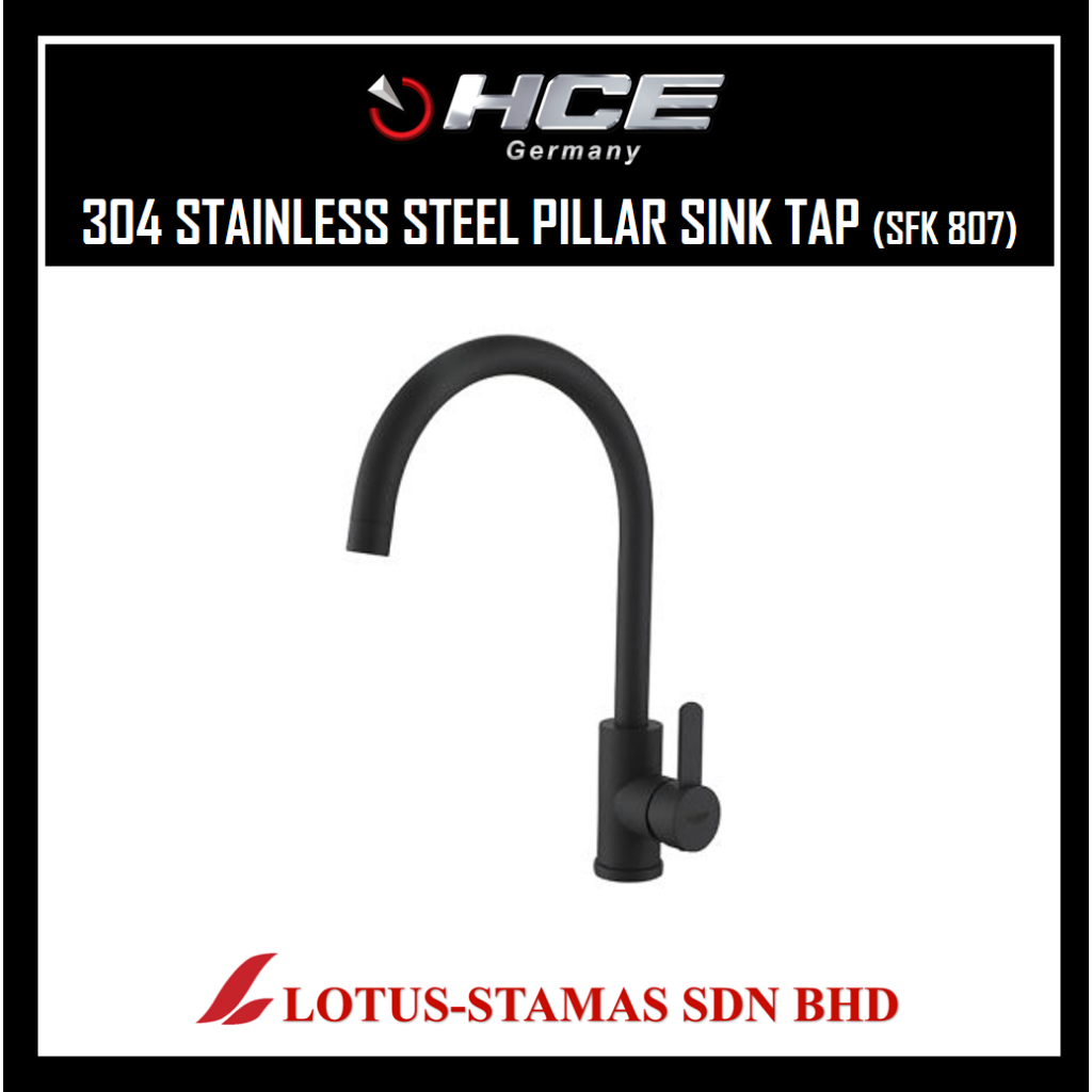 HCE SFK 807 304 Stainless Steel Pillar Sink Tap - Black | Shopee Malaysia
