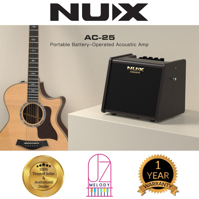 [Pre-Order] NUX AC-25 / AC25 Stageman 25 Watt Portable Battery Powered Acoustic Guitar Speaker ...
