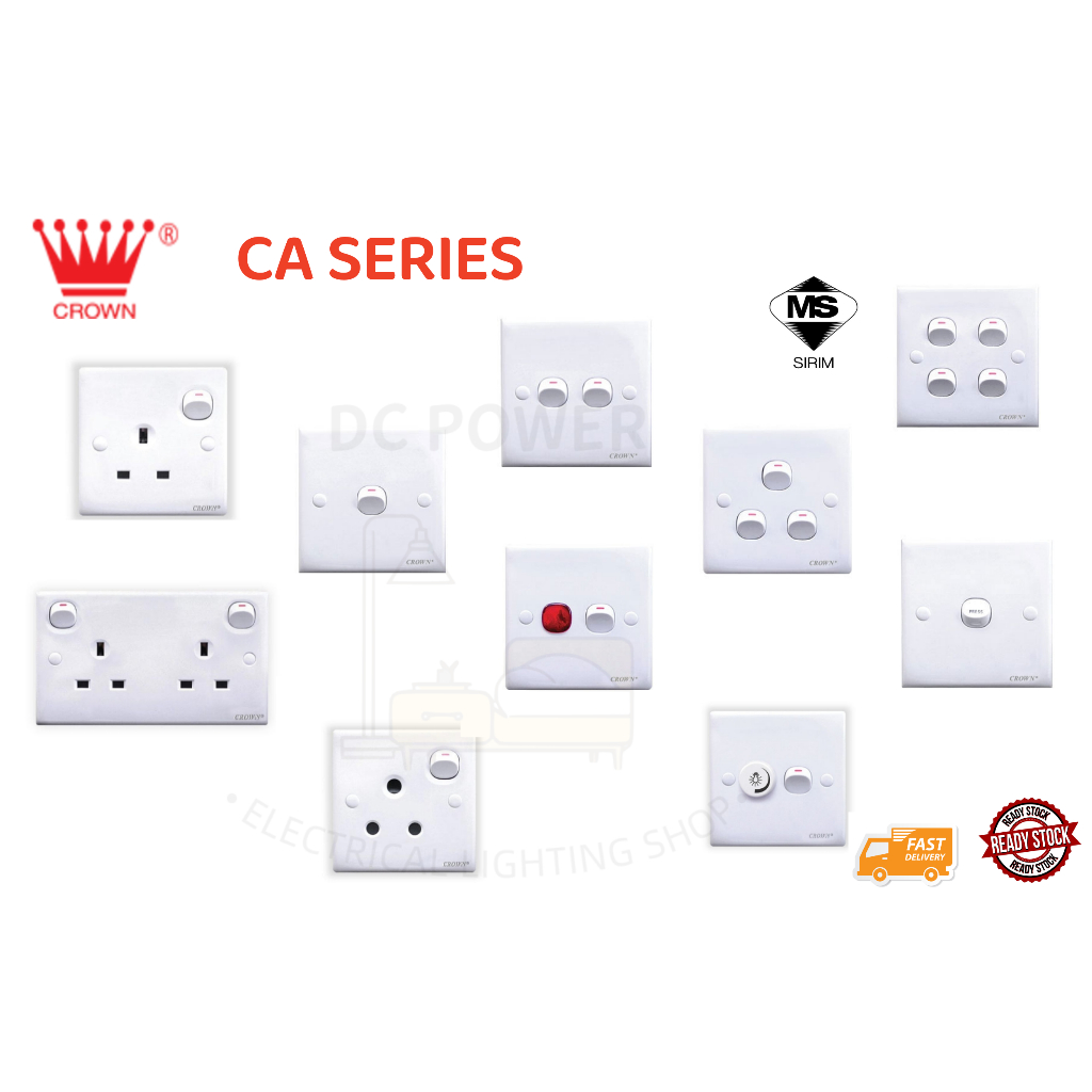 CROWN CA SERIES SWITCHES SOCKET OUTLET / SWITCH SOCKET SIRIM APPROVED ...