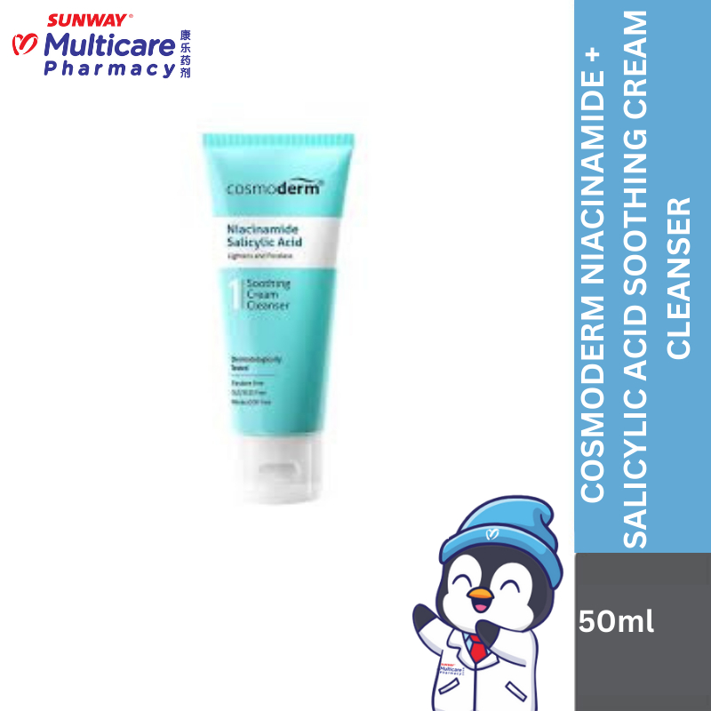 Cosmoderm Niacinamide + Salicylic Acid Soothing Cream Cleanser 50ml ...