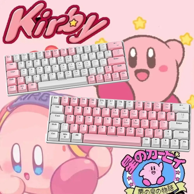 Zifriend KA646 wired machinical keyboard 63 key pink white rainbow ...