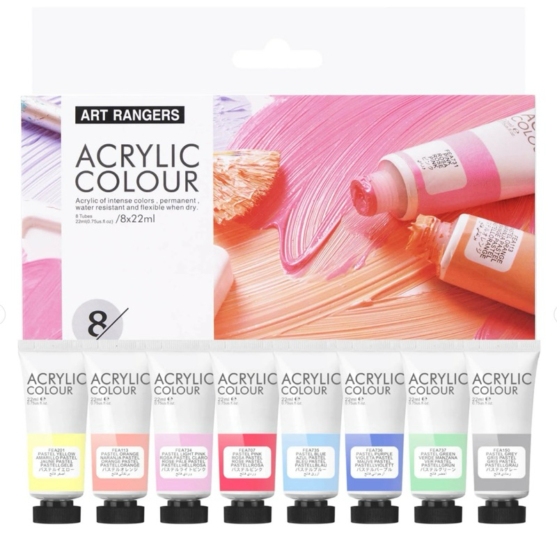 🇲🇾 Art Ranger Studio Acrylic Paint Pastel Colour Set 8pcs x 22ml 8 ...