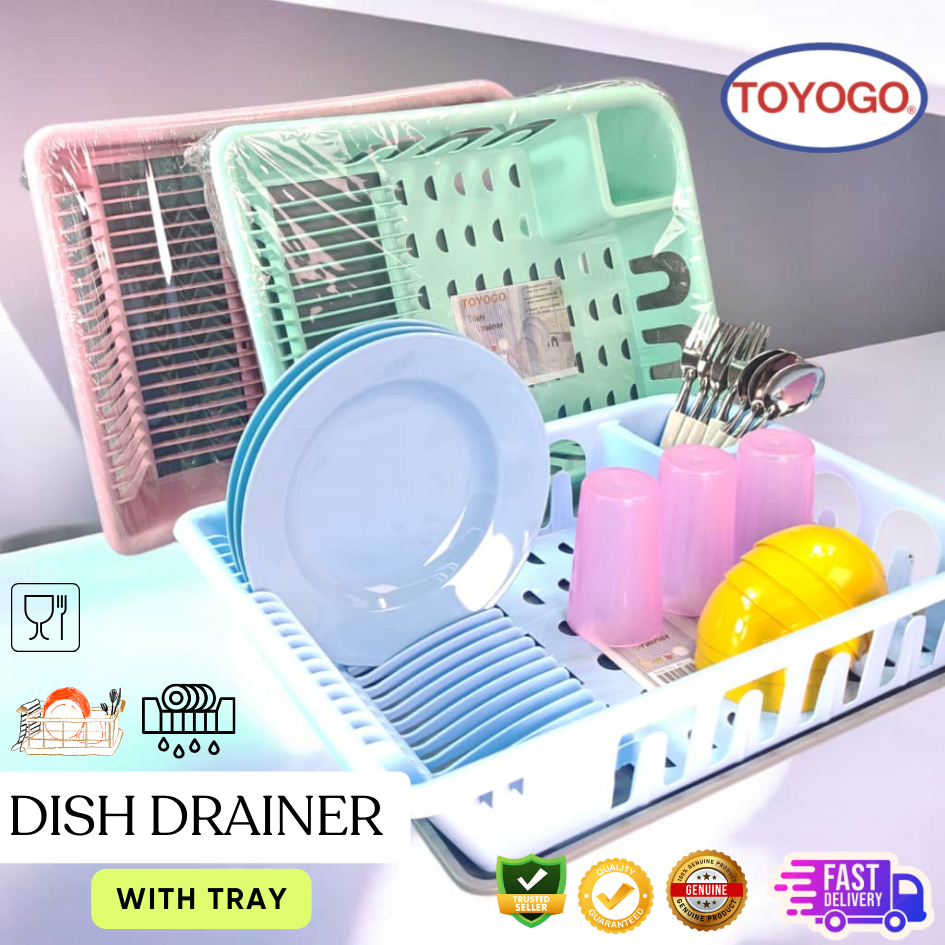 TOYOGO 4812 DISH DRAINER WITH TRAY/KITCHEN DISH RACK/RAK PINGGAN ...