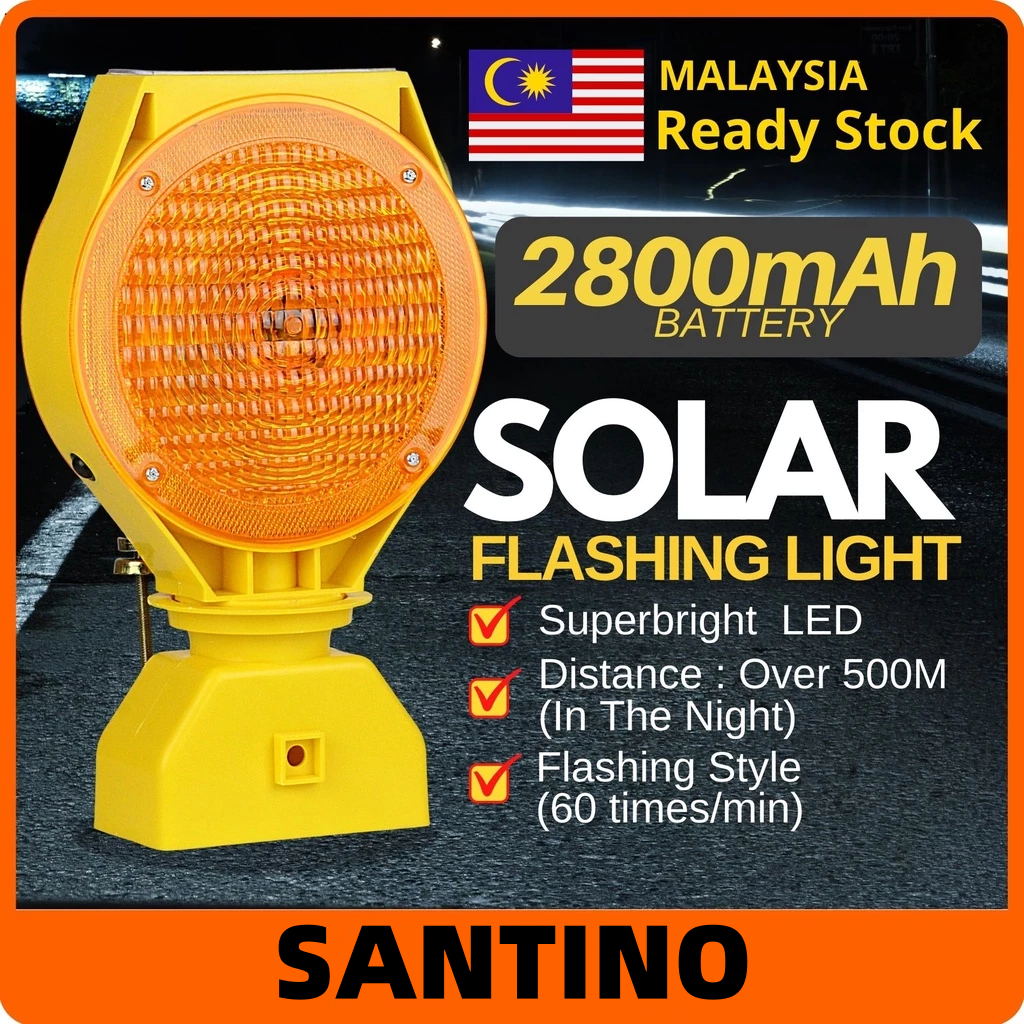 Solar Flashing Light Yellow Industrial Road Safety Warning LED Traffic ...