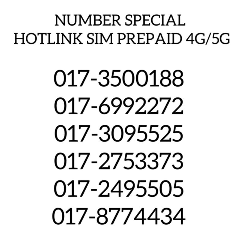 (RM20) NUMBER SPECIAL NUMBER HOTLINK SIM PREPAID 4G/5G | Shopee Malaysia