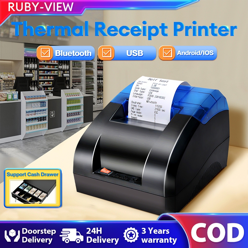 RUBY Printer Wireless Bluetooth Thermal Receipt Printer Mini Portable ...