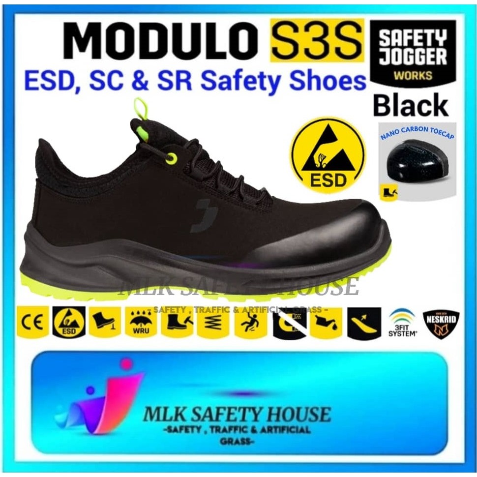 SAFETY JOGGER MODULO S3S {Black} Low-Cut ESD Unisex Safety Shoes ...