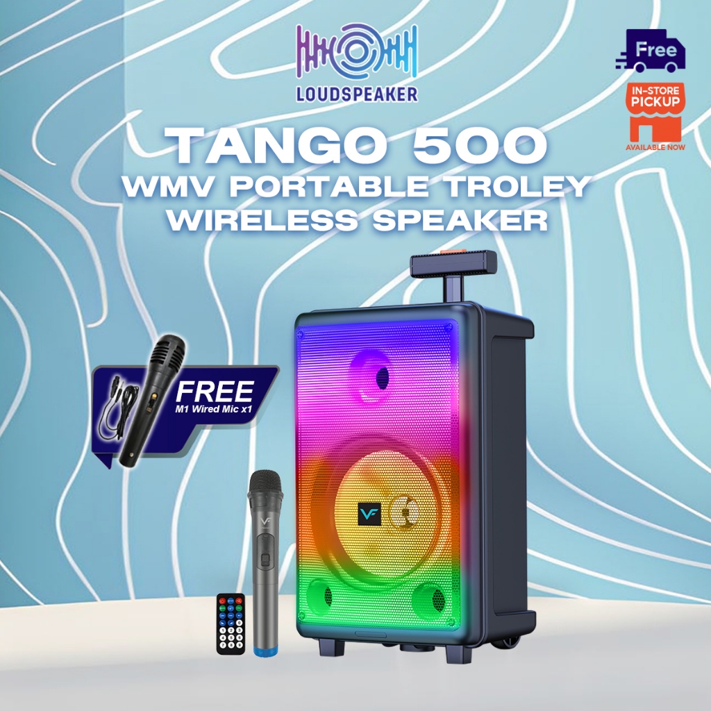Vinnfier VF Tango 500 WMV Portable Karaoke Speaker 70W Power Output Stereo Sound LED Lights ...