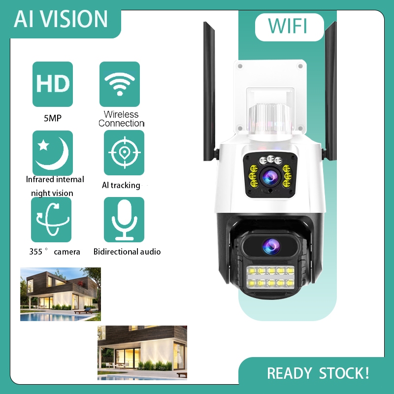 AI VISION WiFi 5MP HD CCTV Camera Waterproof and Rainproof Indoor and ...