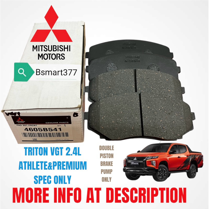 Mitsubishi front brake pads triton vgt athlete/premium 4x4 2.4L kl2t kl3t (2019-NOW)(NOT FOR VGT ...