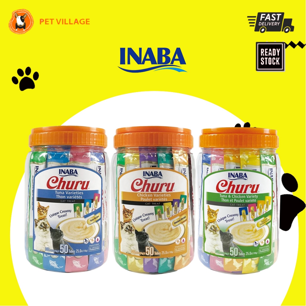 INABA CHURU Chicken/Chicken & Tuna/Tuna Varieties Instant Wet Cat Food/Snacks For Cats 700G(14G ...