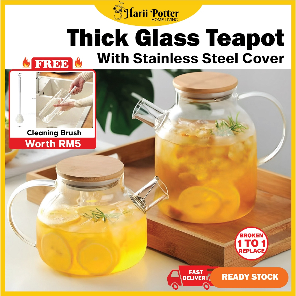 Tea Pot Glass Teapot Hot Teko Air Panas Teko Kaca Tahan Panas Jug Kaca ...