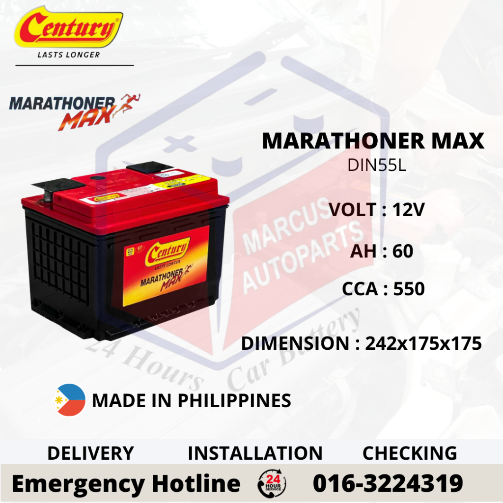 CENTURY MARATHONER MAX LN2 | DIN55L AUTOMOTIVE CAR BATTERY | Shopee ...