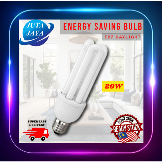Energy Saving Lamp 20W 3U Shape Light Bulb E27 Daylight 6500K ...