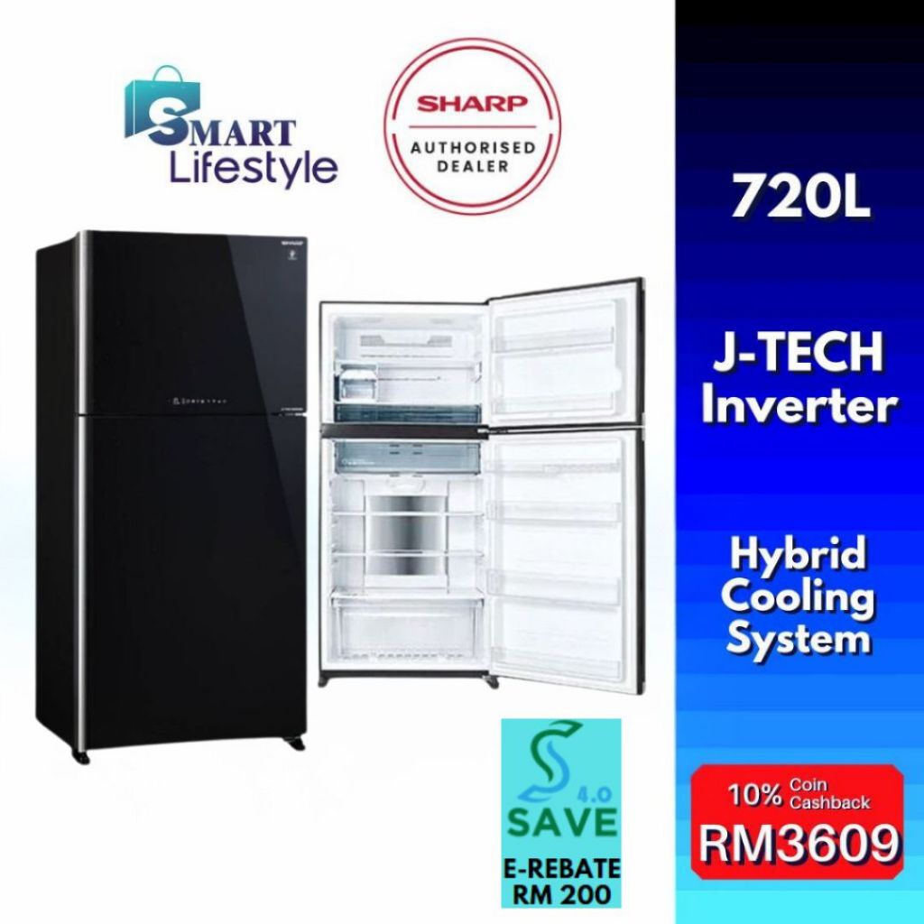 《Save 4.0》Sharp J-Tech Inverter Pelican Refrigerator (720L) SJP882MFGK ...