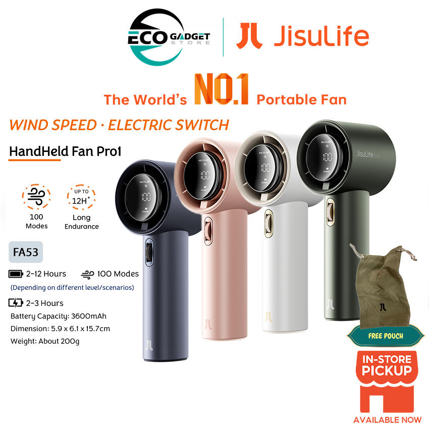 JISULIFE Handheld Fan Pro1S Pro1 Portable Bladeless Rechargeable 100 ...