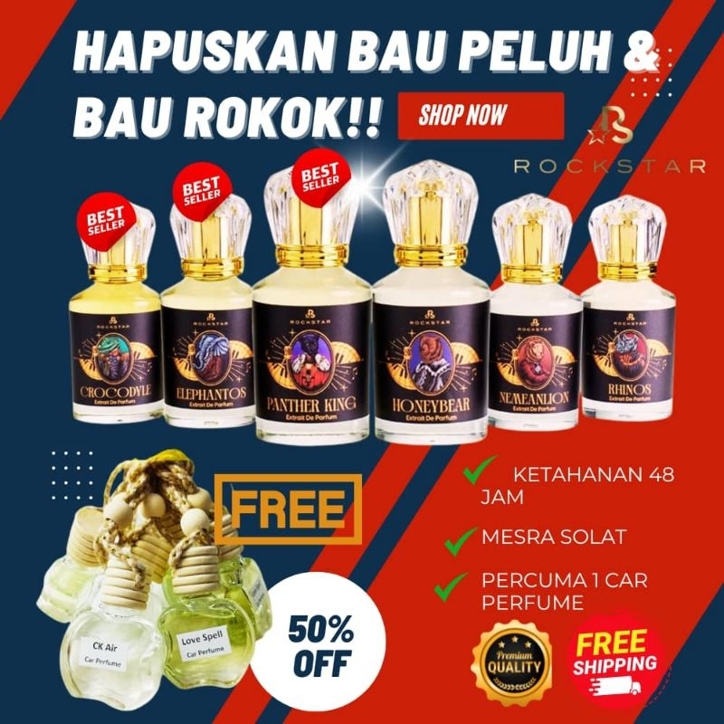 (FREE CAR PERFUME) ROCKSTAR PERFUME PREMIUM EDP 50ML LONG LASTING ...