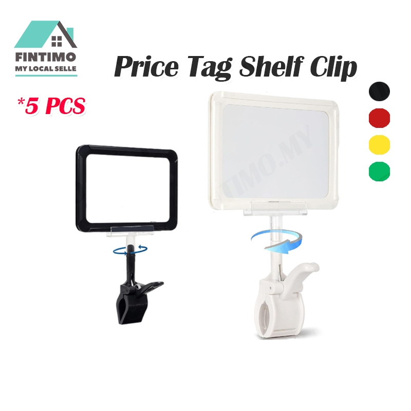【MY】5Pcs Price Tag Shelf Clip Stand Label Display Holder Rotatable ...