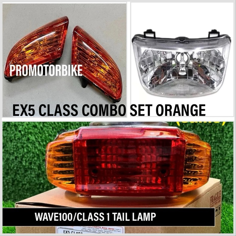 VISS HONDA EX5 CLASS 1 HEAD LAMP + FRONT SIGNAL SET ORANGE + TAIL LAMP ...