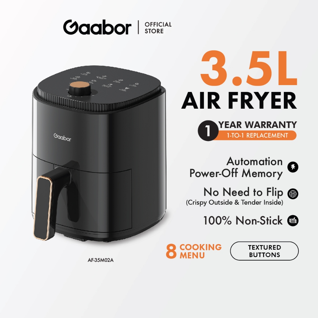Gaabor Air Fryer 3.5L Large Capacity Oven 8 Menu Function Non-Stick ...