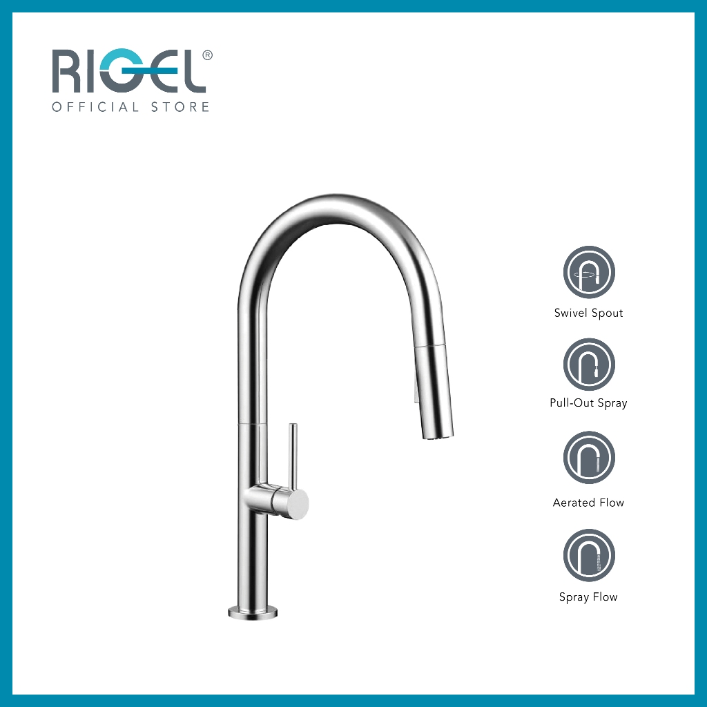 RIGEL Kitchen Pull-out Faucet Mixer Tap MXK1141P | Shopee Malaysia