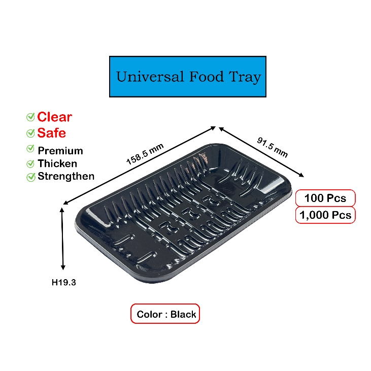 Disposable 6'x3.5'Apet Clear& Black universal Tray/Cling Wrap Tray for ...