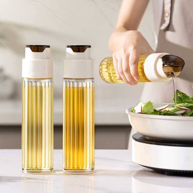 Oil Bottle Glass Material, Gravity Auto Open and Close Oil Dispenser ...