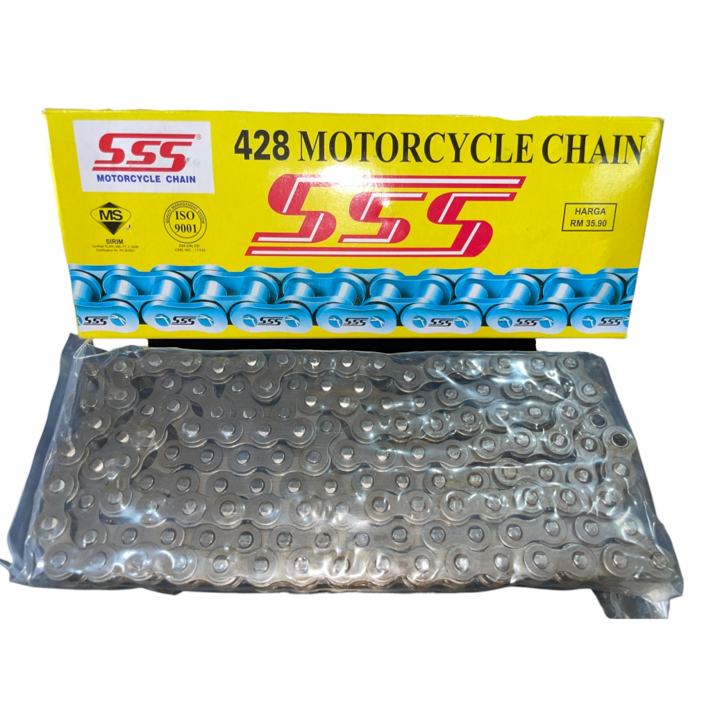 428 SSS MOTORCYCLE CHAIN RANTAI MOTOR RANTAI (428 - 96 / 100 / 102 ...
