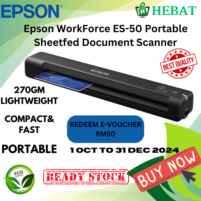 EPSON WORKFORCE ES-50 PORTABLE SHEETFED DOCUMENT SCANNER | Shopee Malaysia