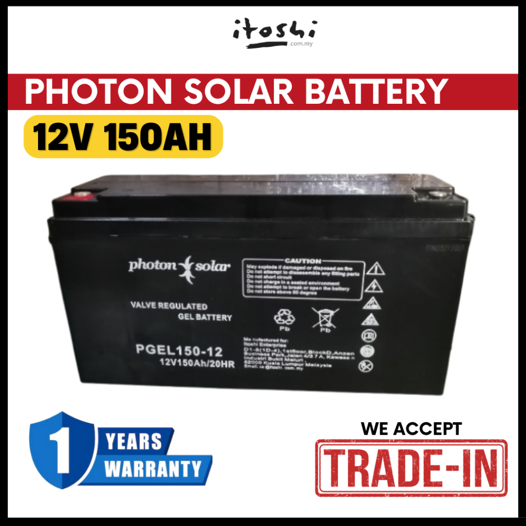 PHOTON SOLAR 12V 150Ah 150 Ah Solar Battery Bateri Solar UP Battery ...