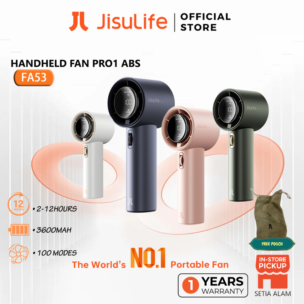 JisuLife Handheld Fan Pro1 Abs Portable Bladeless Recharable 100 Level ...
