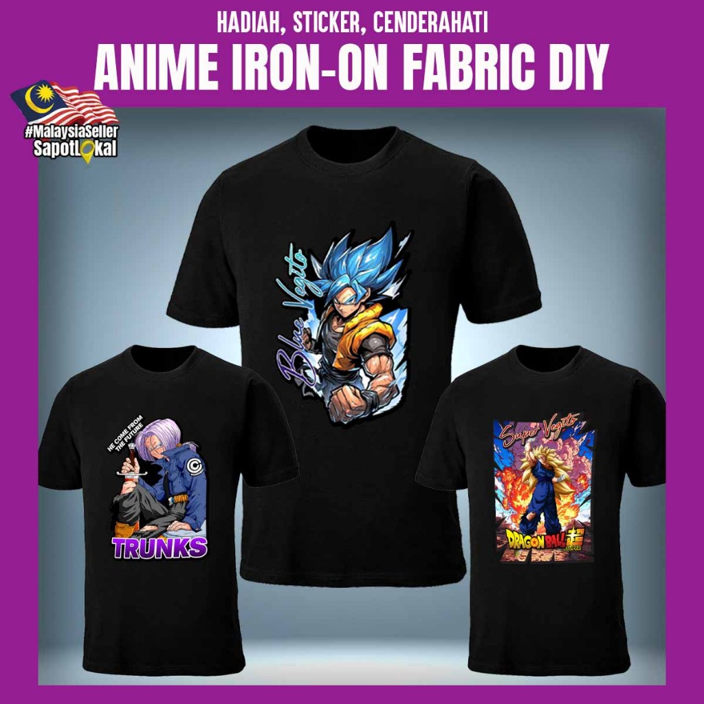 Sticker ANIME IRON-ON FABRIC DIY / Heat Press Sticker Fabric / Stiker ...
