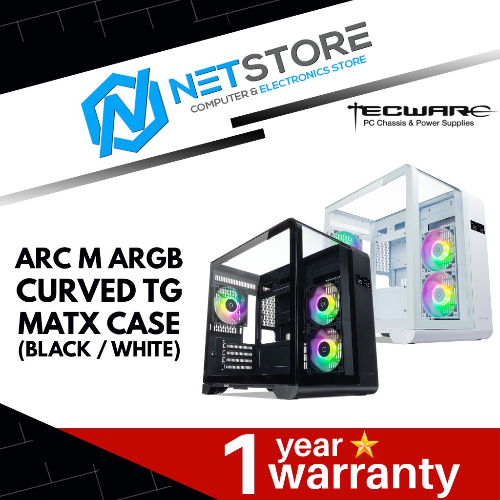 TECWARE ARC M ARGB CURVED TG MATX CASE (BLACK / WHITE) | Shopee Malaysia
