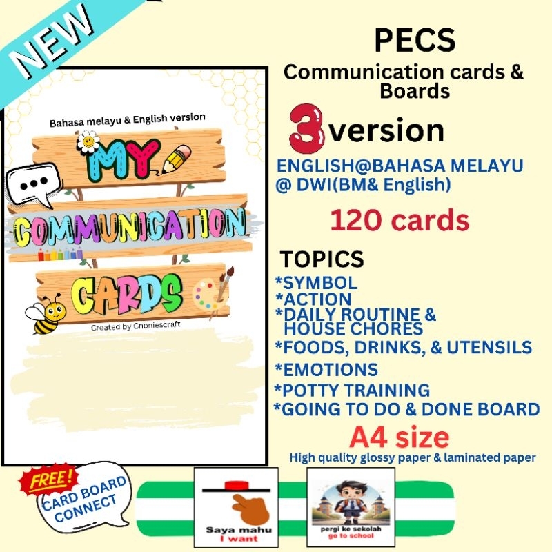 PECS, COMMUNICATION CARD, PECS FOR AUTISM, SPEECH DELAY | Shopee Malaysia
