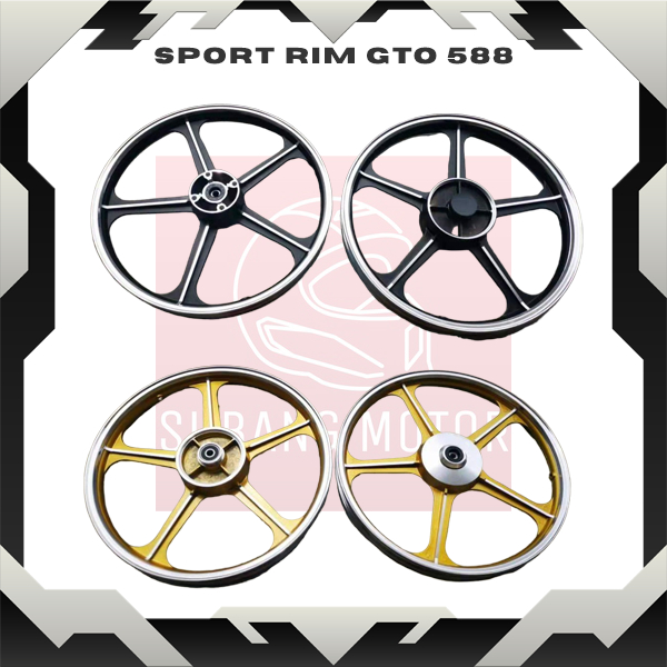 SPORT RIM 5L 588 5 BATANG GBO Y110 SS2 GOLD BLACK Cast Wheel SIAP WITH ...