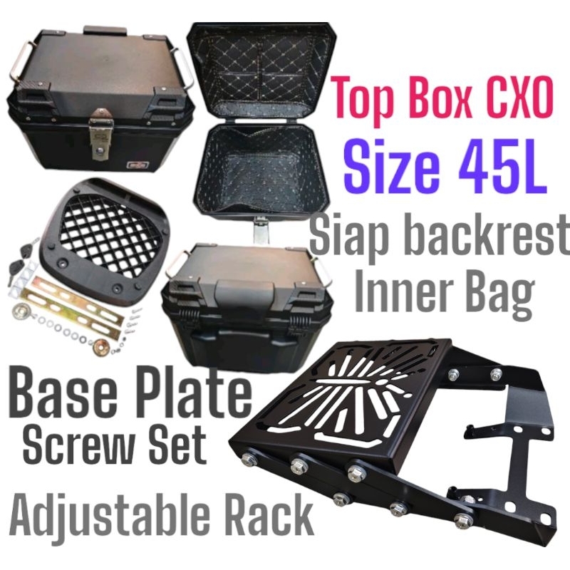 ADJUSTABLE HEAVY DUTY TOP RACK & TOP BOX 45L PLASTIC LIPAT TOP BOX RACK ...