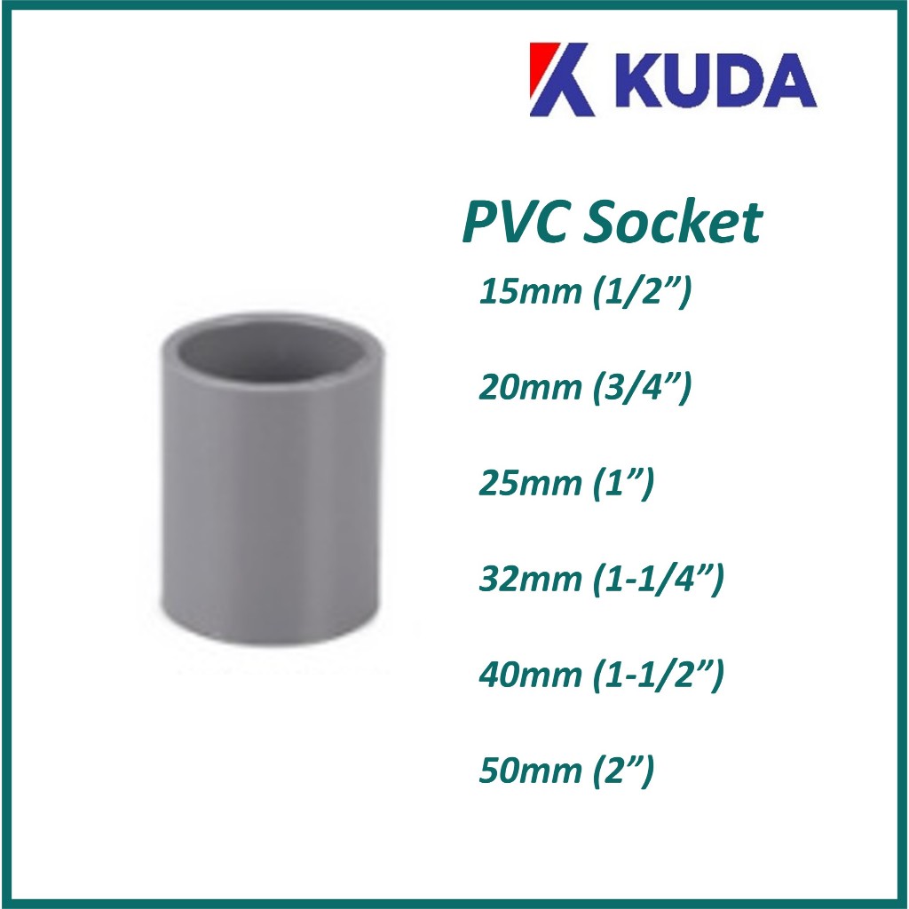 PVC Socket Fitting Penyambung Paip Connector 15mm 20mm 25mm 32mm 40mm 50mm | Shopee Malaysia