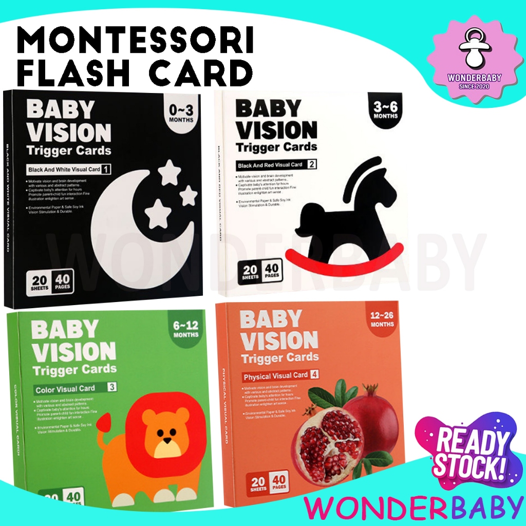 Wonderbaby 👼 Montessori Baby Flash Card | Visual Stimulus Cards with ...