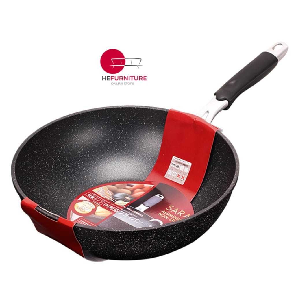 Japan SARA Marble Stone Coating Non-Stick Frying Pan & Wok/ Stir-Fry ...