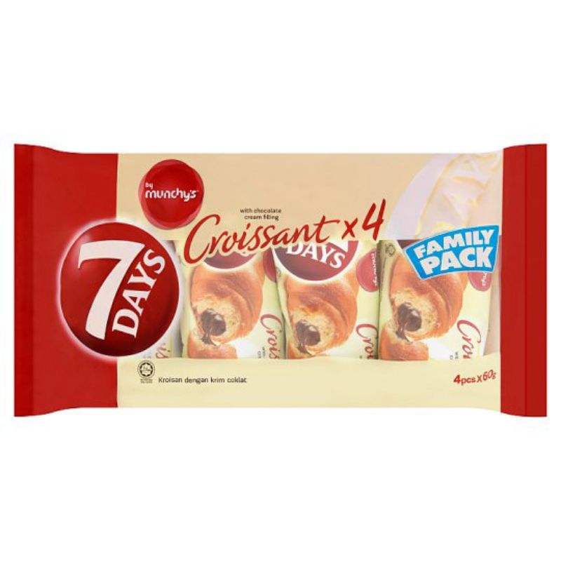 7 DAYS BREAD CROISSANT WITH CHOCOLATE CREAM FAMILY PACK ×4 | Shopee ...