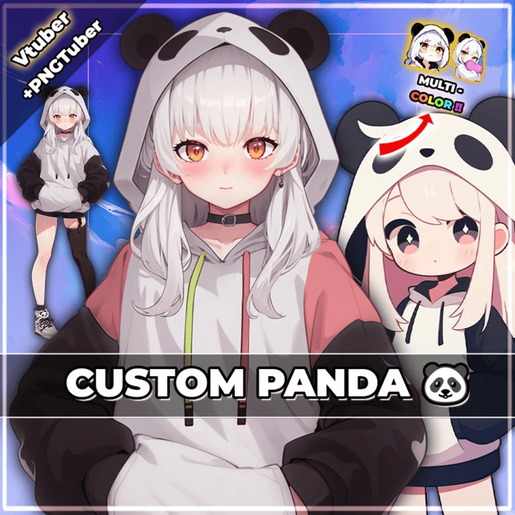 Ready to Use Vtuber, Custom Panda Girl Vtuber & PngTuber Pack, ready ...