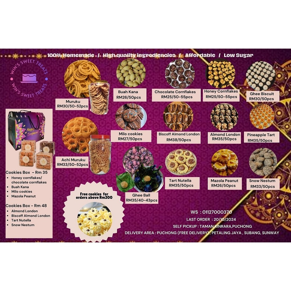 Premium Deepavali Cookies 2024/biscuits/Muruku/Nei Urundai/Almond ...