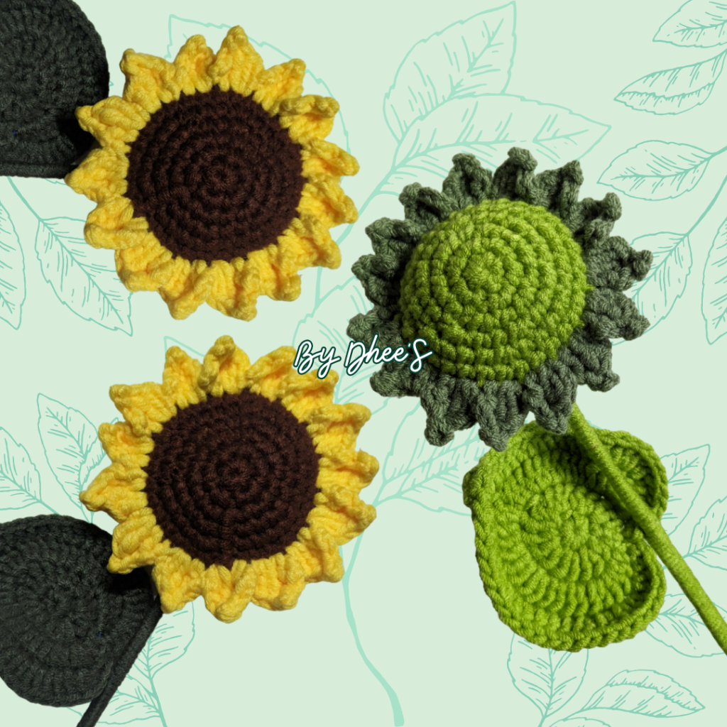 💐 BUNGA SULAM KAIT CROCHET FLOWER SUNFLOWER 🌻 Hand Knitted Finished ...