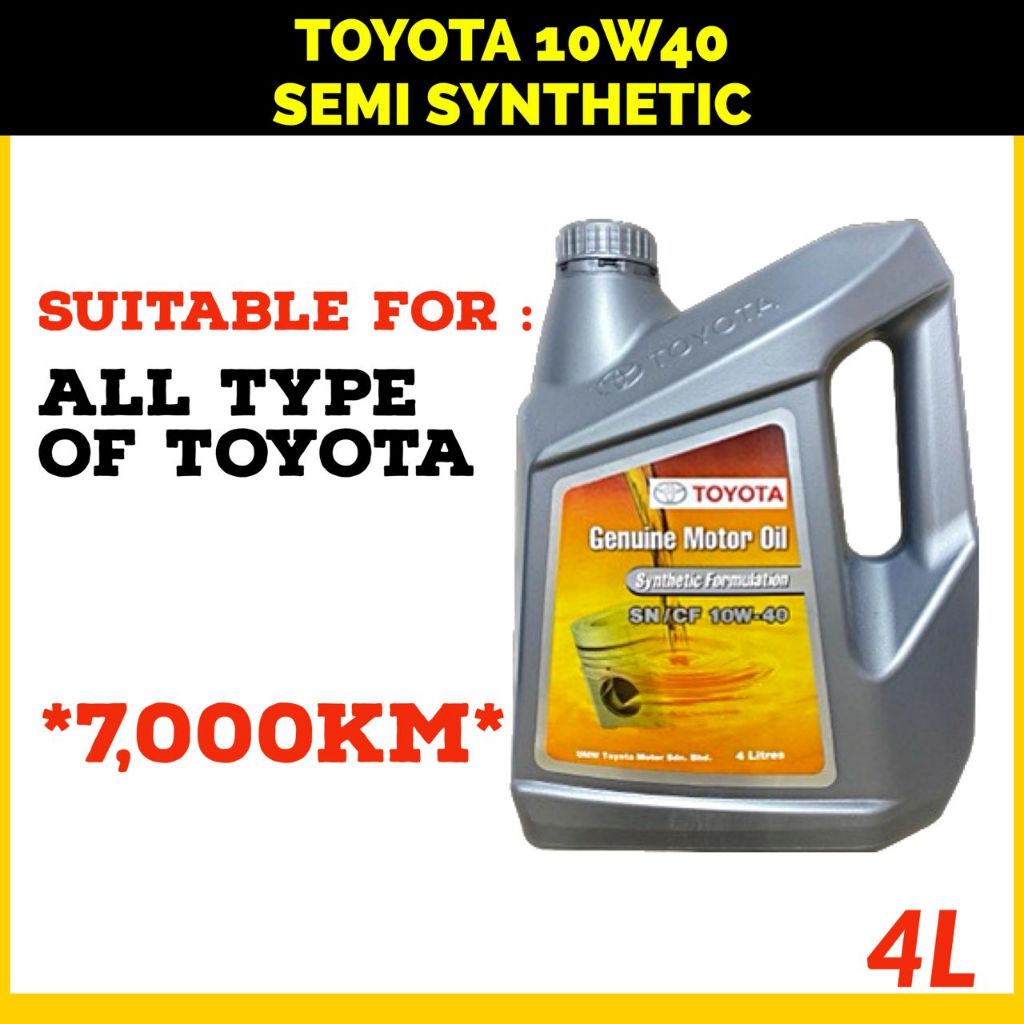 【100% ORIGINAL】TOYOTA SEMI SINTETIK SAE 10W40 API SN/CF (4L) MINYAK ...