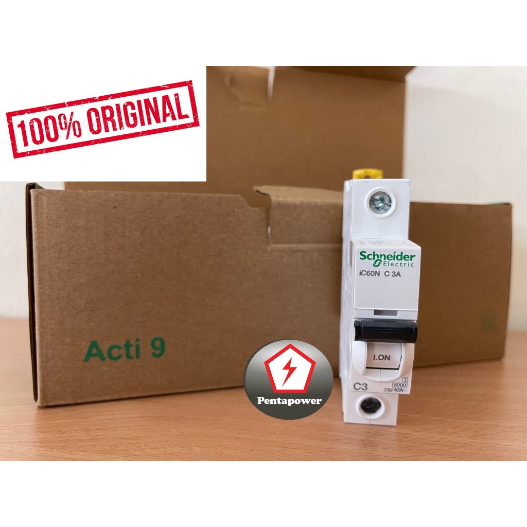 SCHNEIDER A9F74103 MCB Acti9 iC60N, 1P, 3 Amp , C curve, 6KA | Shopee ...